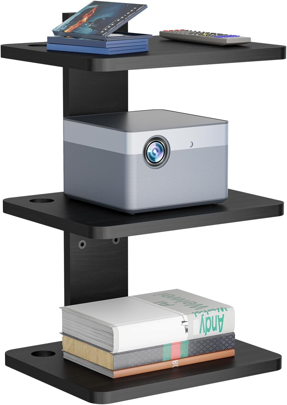 WALI Projector Mount Floating TV Shelf, Holds Up to 22lbs, Wooden ...