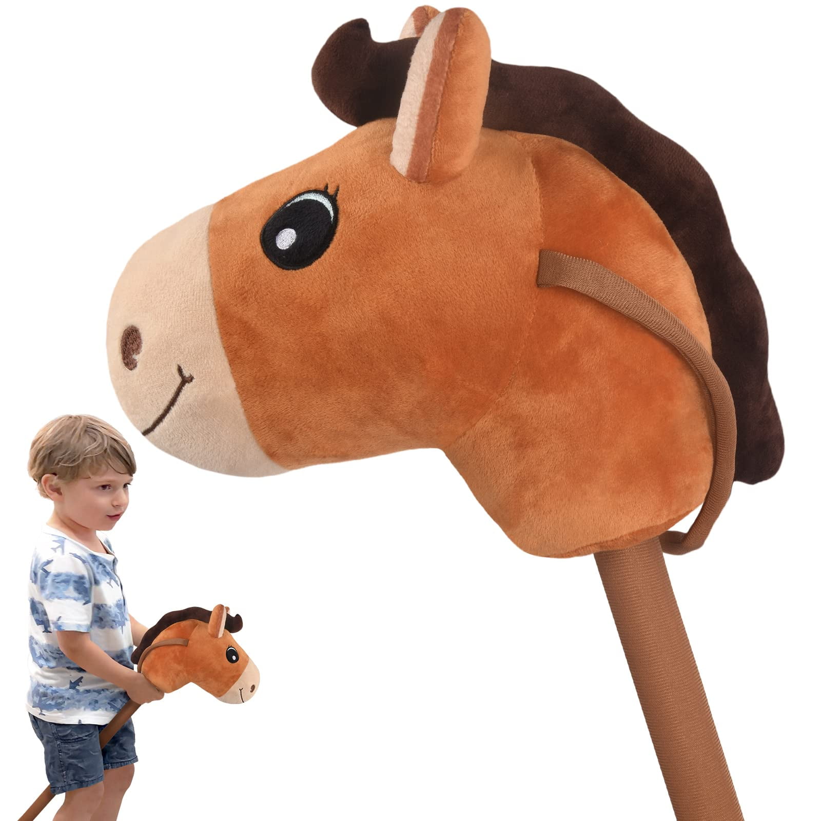 WALIKI Toys Stick Horse Brown (Plush, for Kids and Toddlers) gift for 2 ...