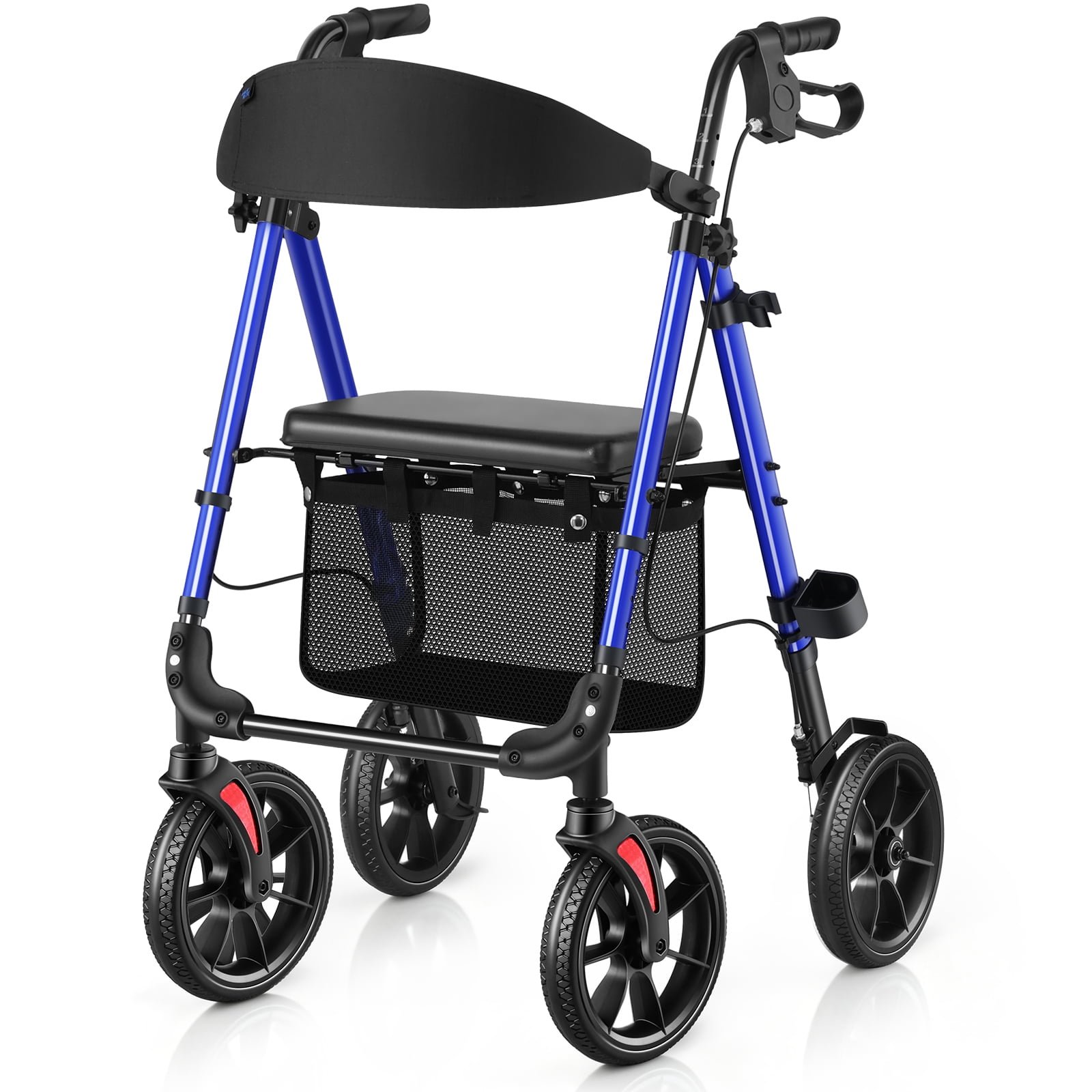 WALK MATE Rollator Walker for Seniors, 10 Inch Big Wheels, Reinforced ...