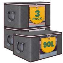 WeluvFit 90L Large Clothes Storage, 6 Pack Gray Collapse Zip Containers ...