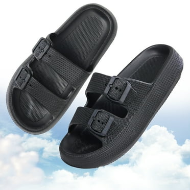 BERANMEY Double Buckle Adjustable Slides Sandals for Women and Men ...