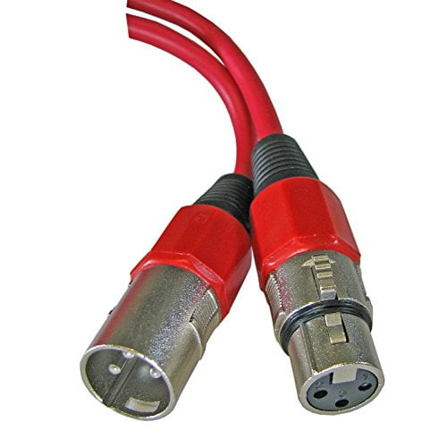 WALLER PAA 2 XLR 3 pin male to female pair shielded powered speaker cable cords 50 ft 15m (RED ...