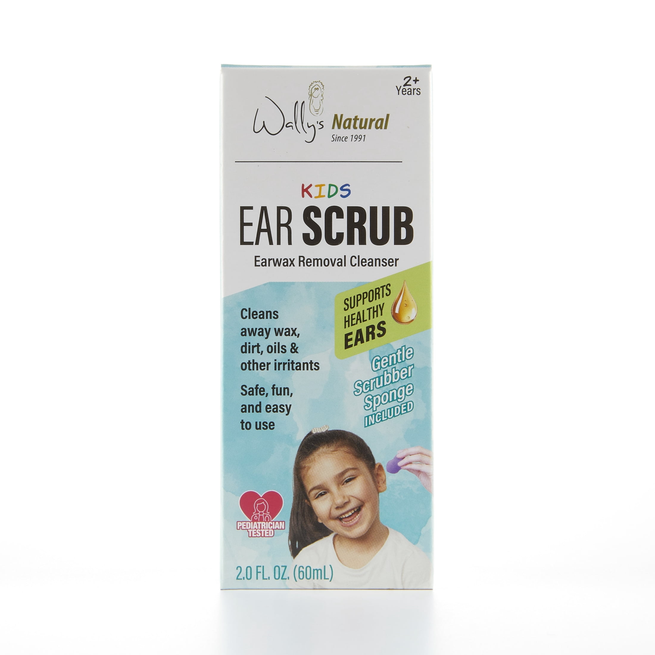 Wally’s Natural Kids Ear Cleansing Scrub with Soft-Tipped Scrubber, 2 ...