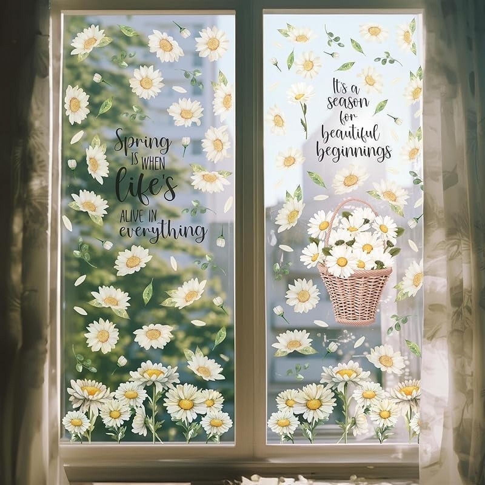Spring Window Clings Spring Decorations Flower Window Clings Reusable ...