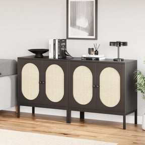 Wood And Rattan Cabinet