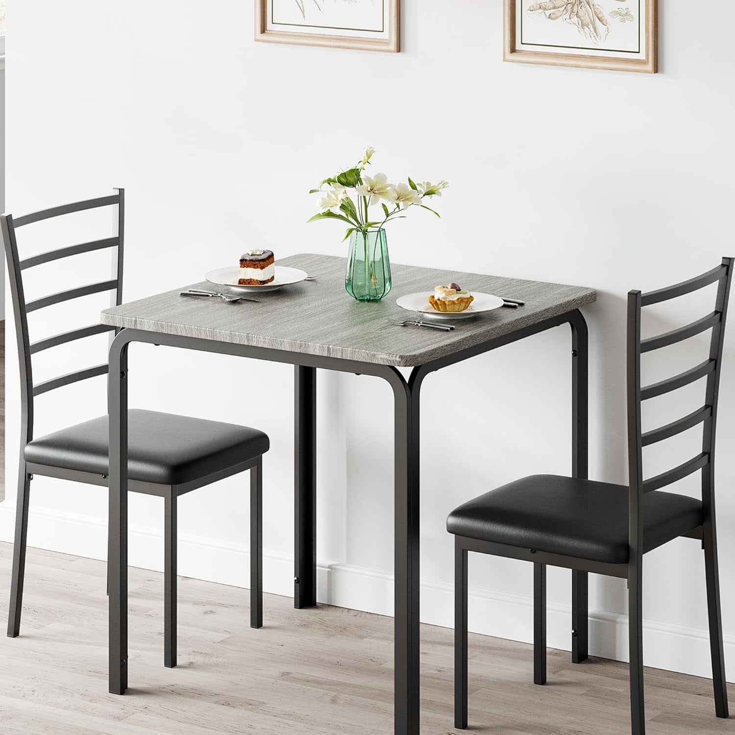 WALYWIK Dining Table for 2, Small Table and Chairs Set of 2, Dinette ...