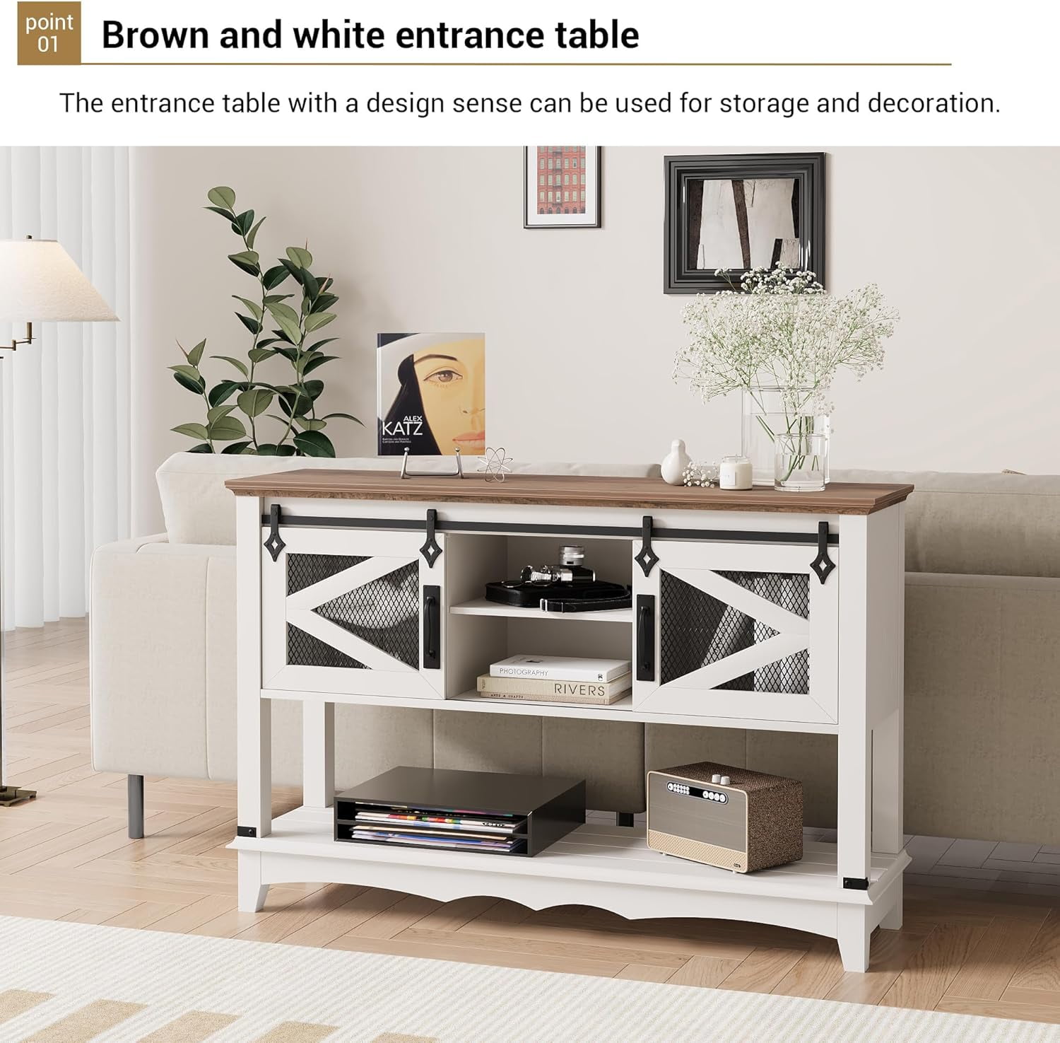 WALYWIK Farmhouse Entryway Table, Narrow Sofa Side Console Tables with ...