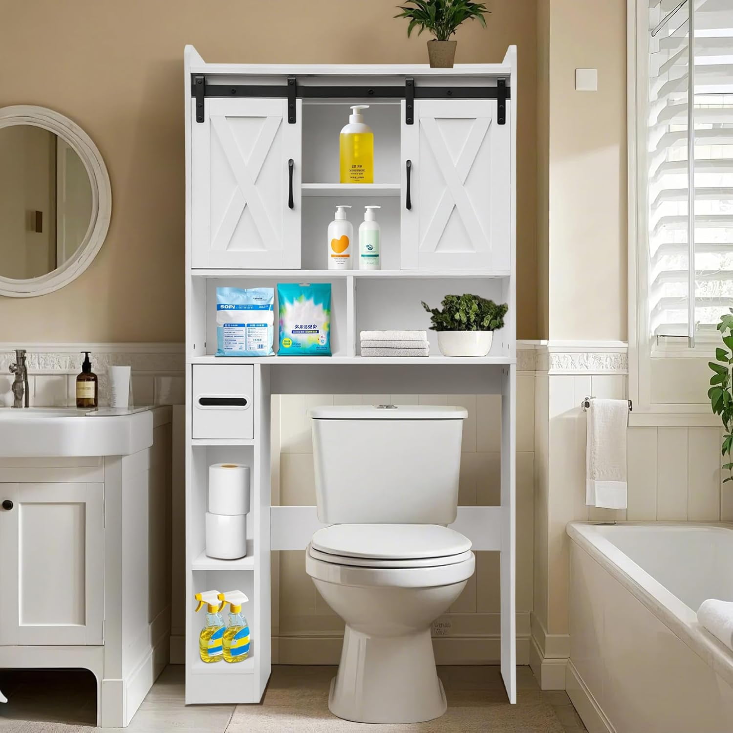 WALYWIK Over The Toilet Storage Cabinet, Bathroom Storage Organizer ...