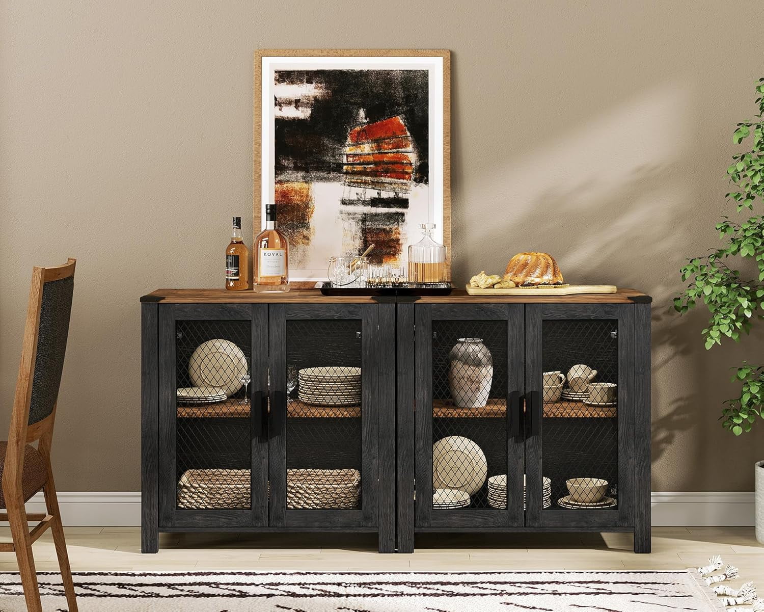 WAMAPT Sideboard Buffet Cabinets with 4-Mesh Door, Kitchen Storage ...