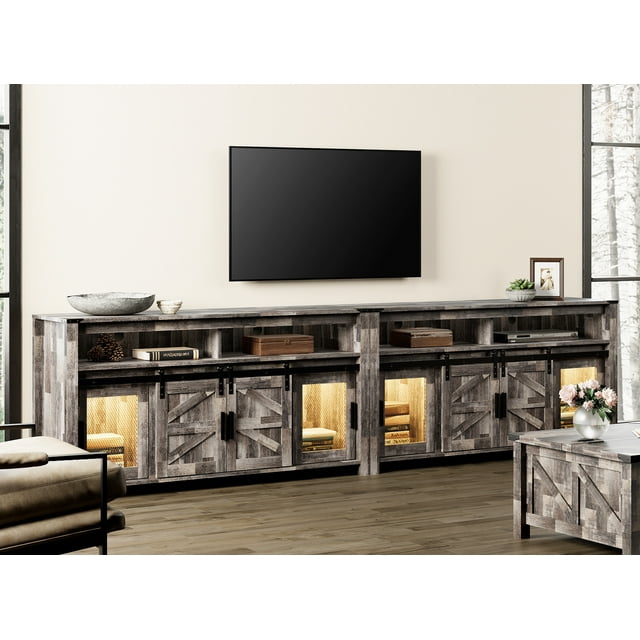 WAMPAT 118" TV Stands for 100+ Inch TV, 2-in-1 Farmhouse Entertainment ...