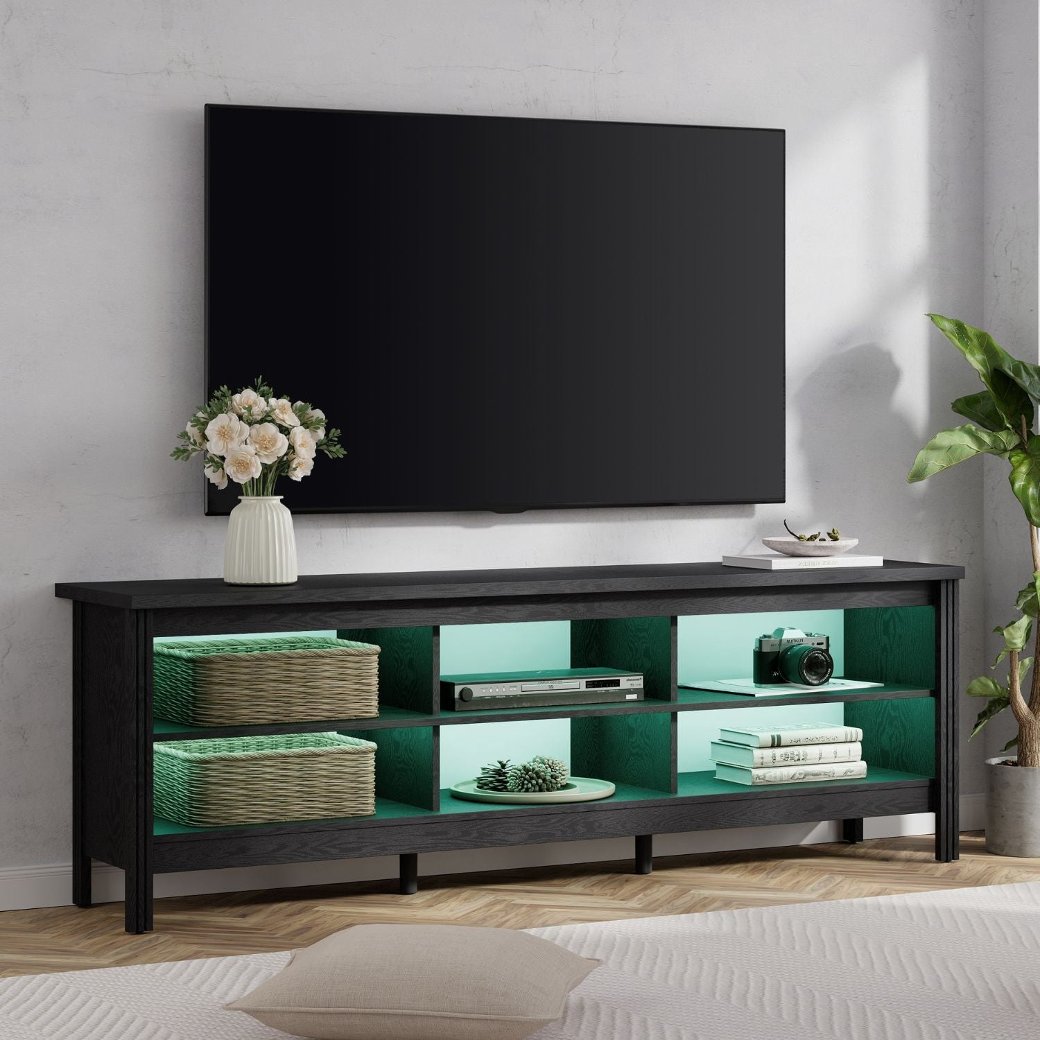 WAMPAT 16 Colors LED TV Stand for PS5 Gaming Entertainment Center for ...