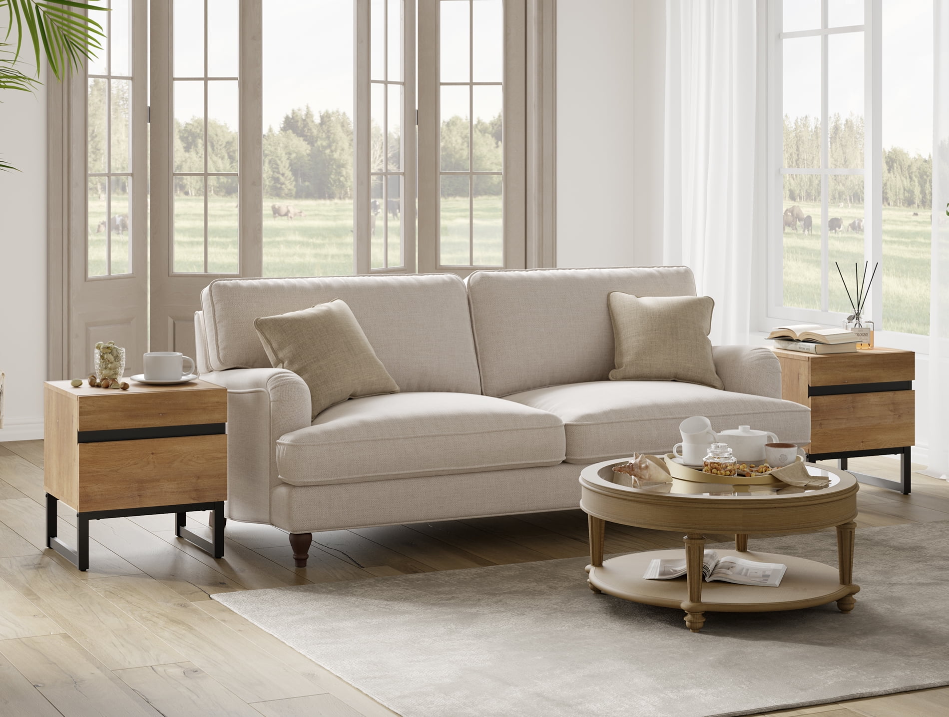 WAMPAT 2 Pack Nightstand with 2 Drawers for Bedroom, Modern Bedside ...