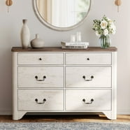 ACCOHOHO 6 Drawer Dresser for Bedroom, Farmhouse 46" High Wooden ...