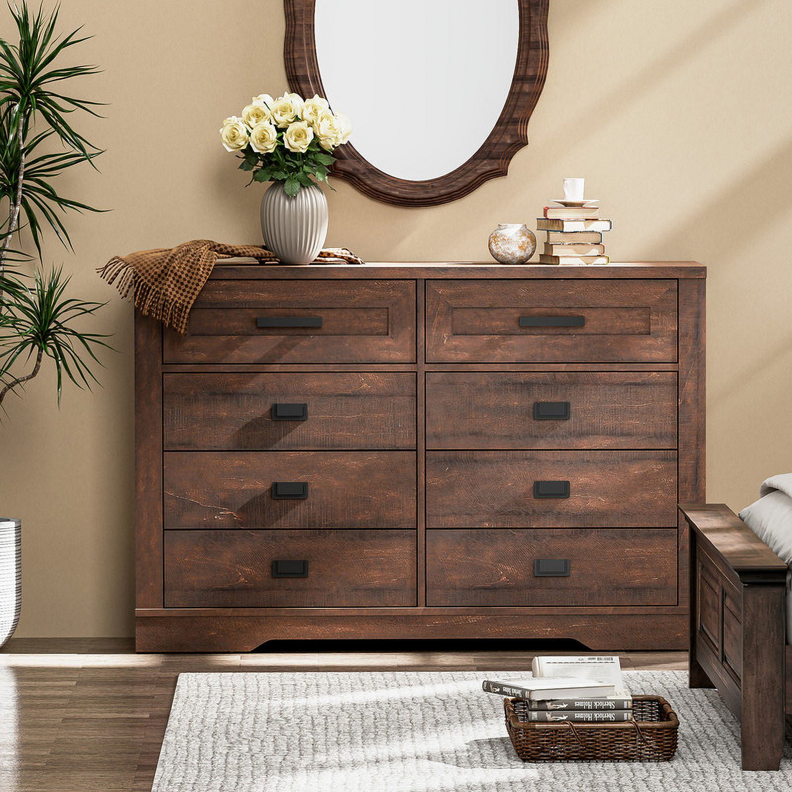 WAMPAT 8 Drawers Dresser Chests for Bedroom,Rustic Tall Chset of ...