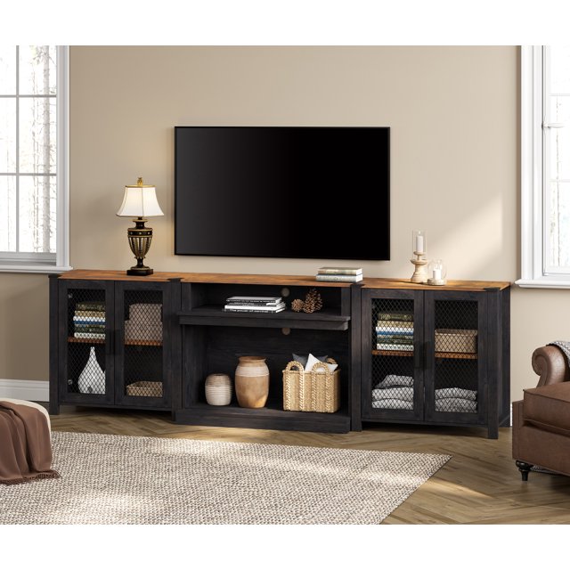 WAMPAT Accent Storage Cabinet with Doors and Open Shelf，Buffet ...