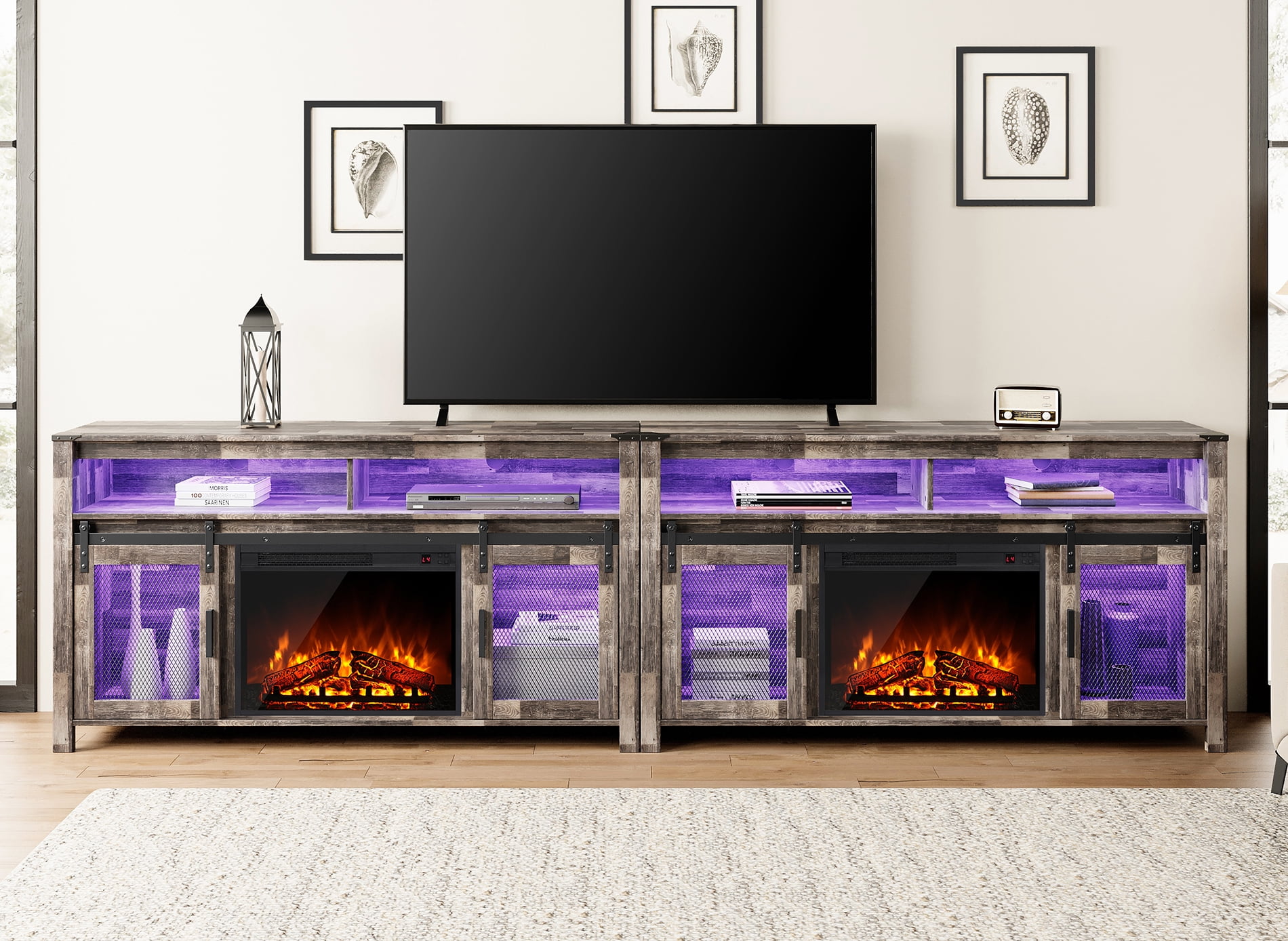 WAMPAT Fireplace TV Stand for 100+ Inch TV, 2-in-1 Entertainment Center ...