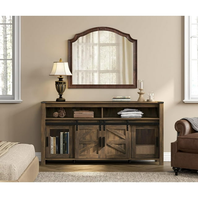 WAMPAT Farmhouse TV Stand for 65 Inch TV, Entertainment Center with ...