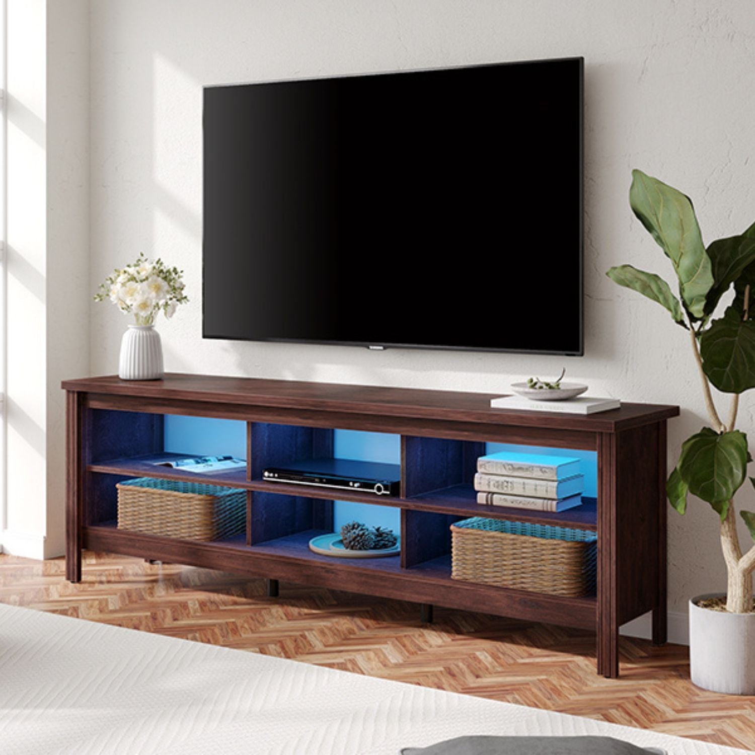 WAMPAT Farmhouse TV Stand for TVs Up to 75 Inch, Living Room ...