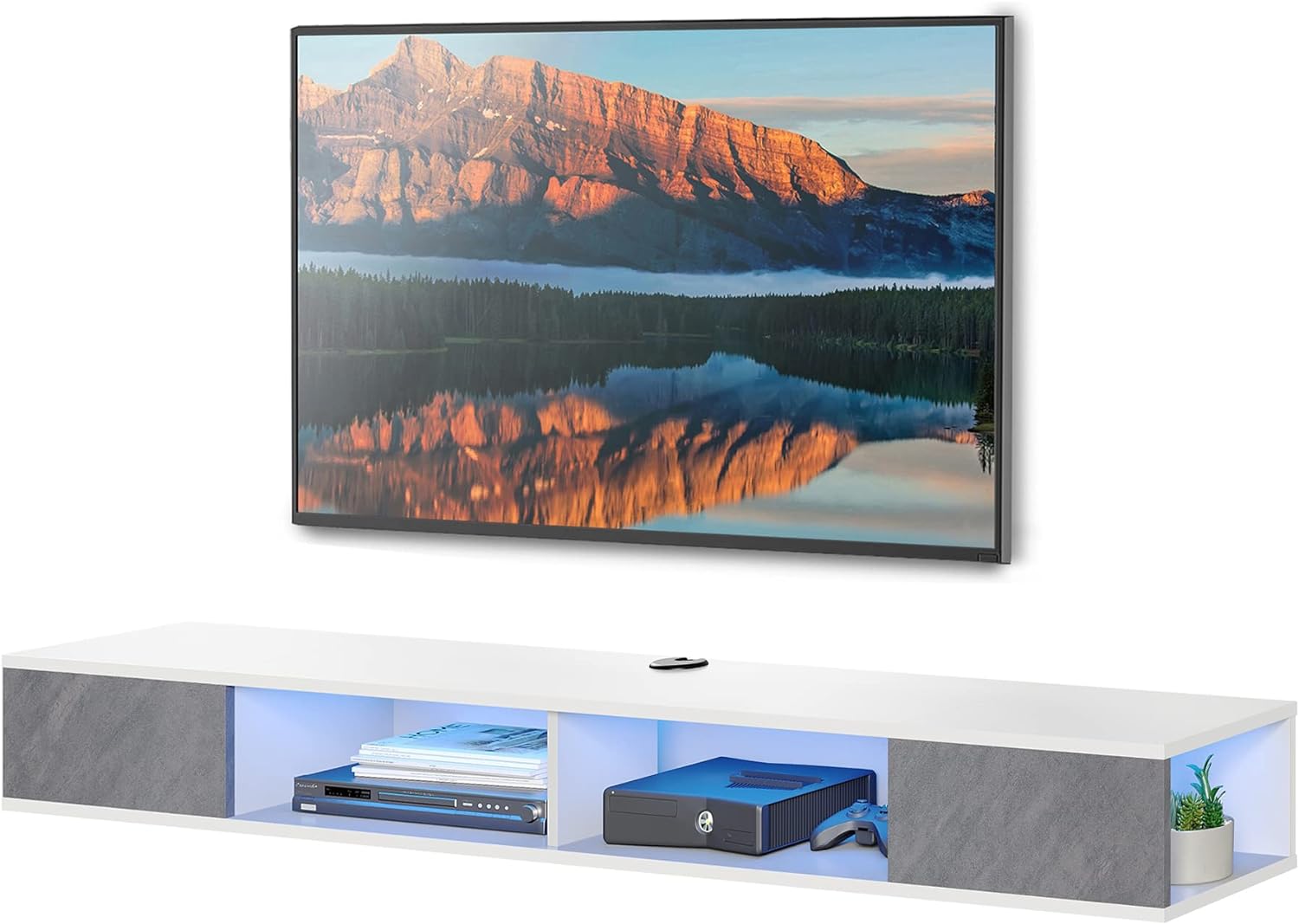 FITUEYES Floating TV Stand with Colorful LED Light, Wall Mounted TV ...