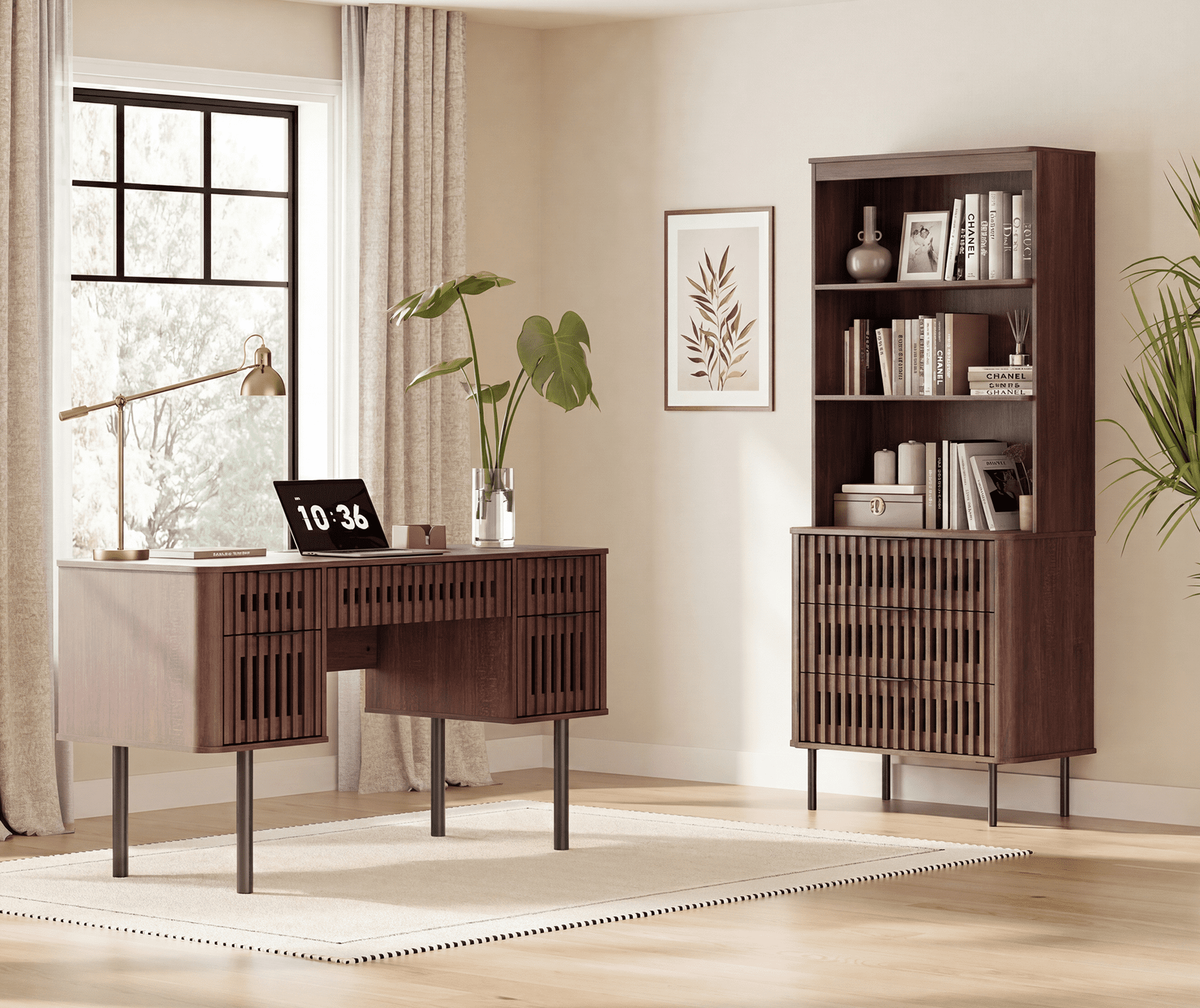 WAMPAT Home Office Furniture Set, 54in Modern Executive Desk with ...