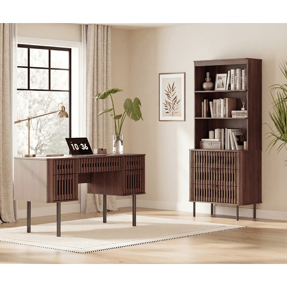 WAMPAT Home Office Furniture Set, 54in Modern Executive Desk with ...