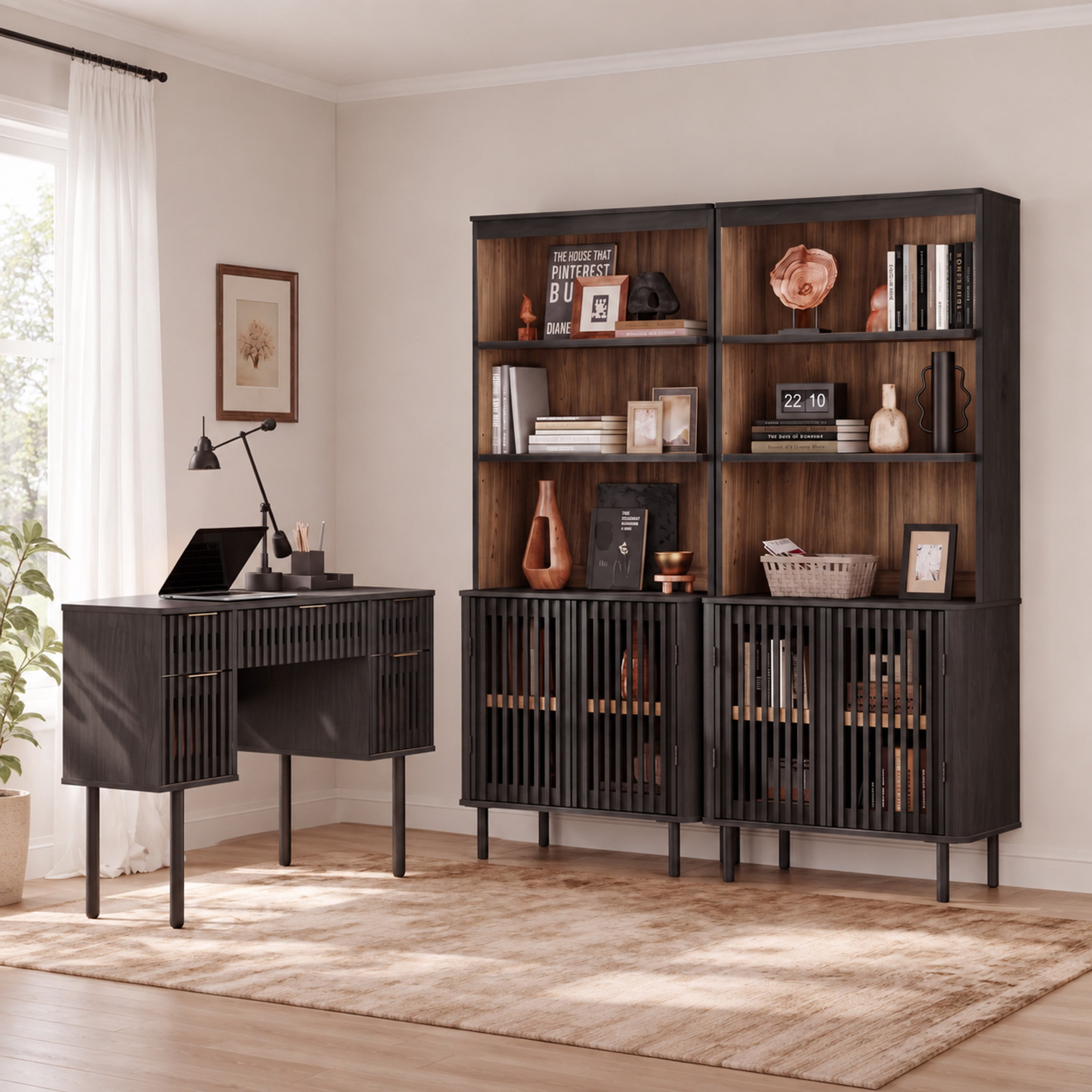 WAMPAT Home Office Furniture Set, 54in Modern Executive Desk with ...