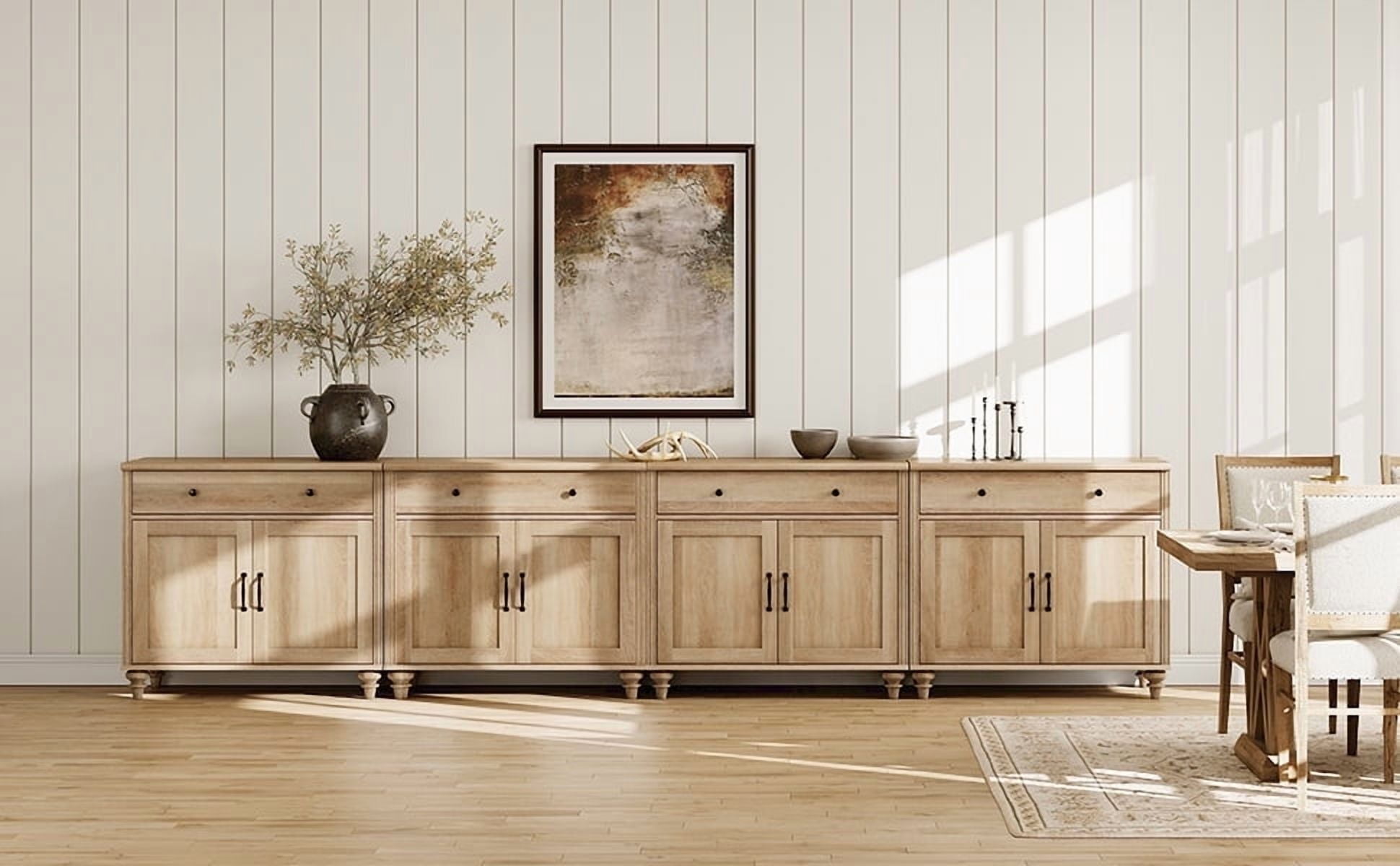 WAMPAT Large Buffet Cabinet, Modern Coffee Bar Table Wood Kitchen ...