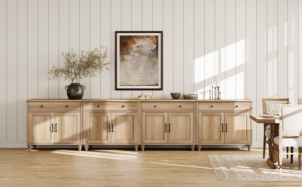 WAMPAT Large Buffet Cabinet, Modern Coffee Bar Table Wood Kitchen ...