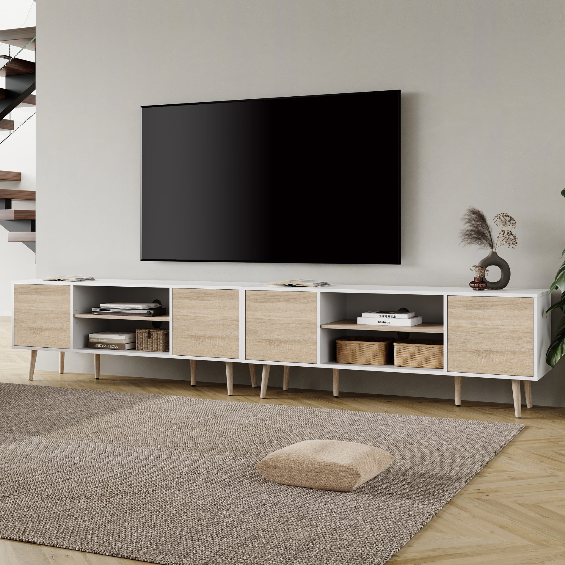 WAMPAT Mid Century Modern TV Stand for up to 100 inch 2 in 1 ...