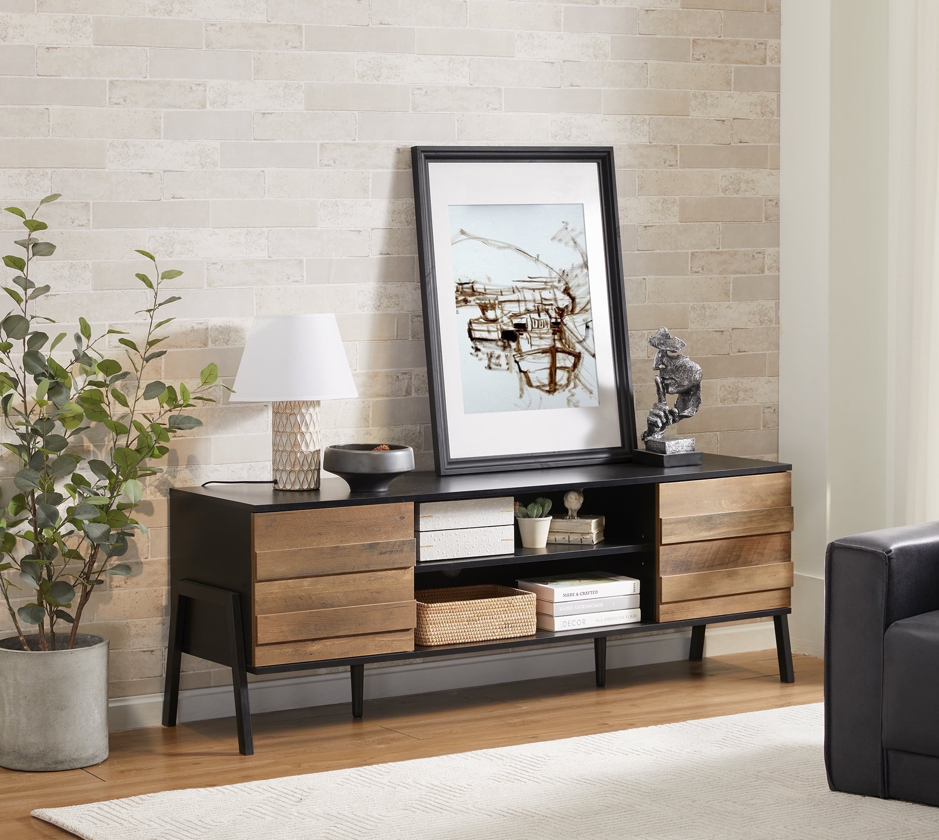 WAMPAT Mid Century Modern TV Stand for 65 Inch TV, Wood TV Console ...