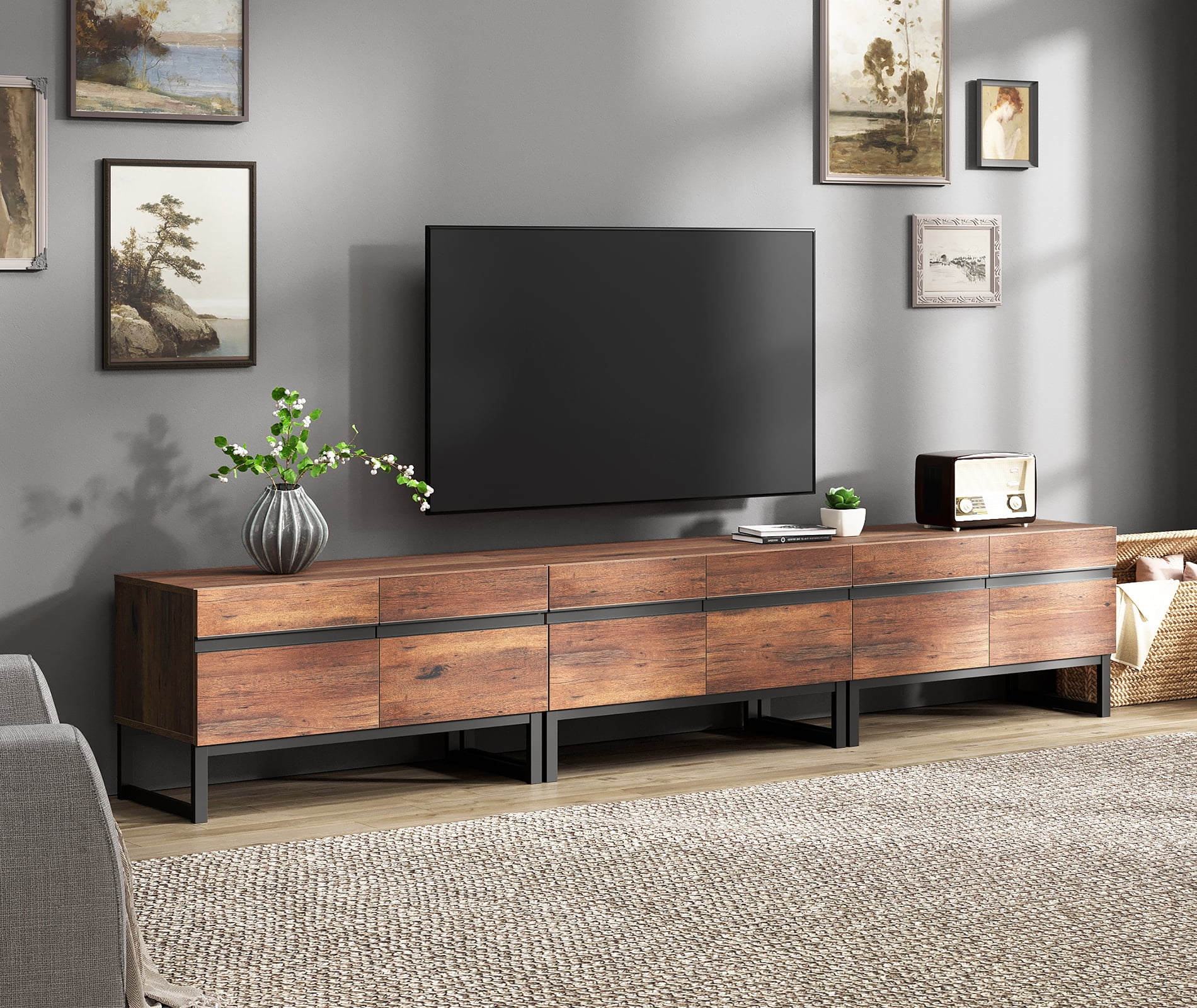 WAMPAT Modern TV Stand for TVs up to 110 inch, 3 in 1 Entertainment ...