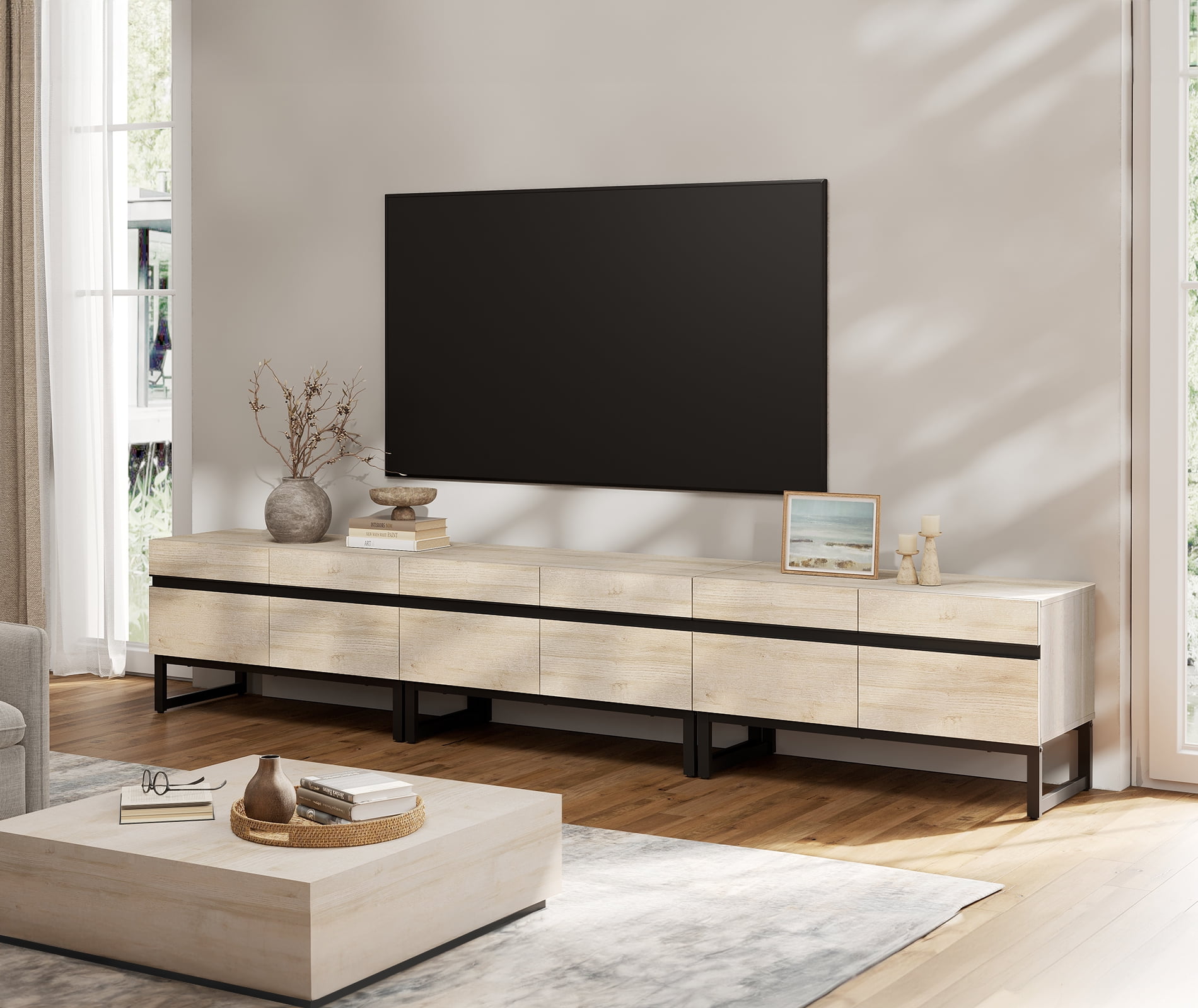 WAMPAT Modern TV Stand for TVs up to 110 inch, 3 in 1 Entertainment ...