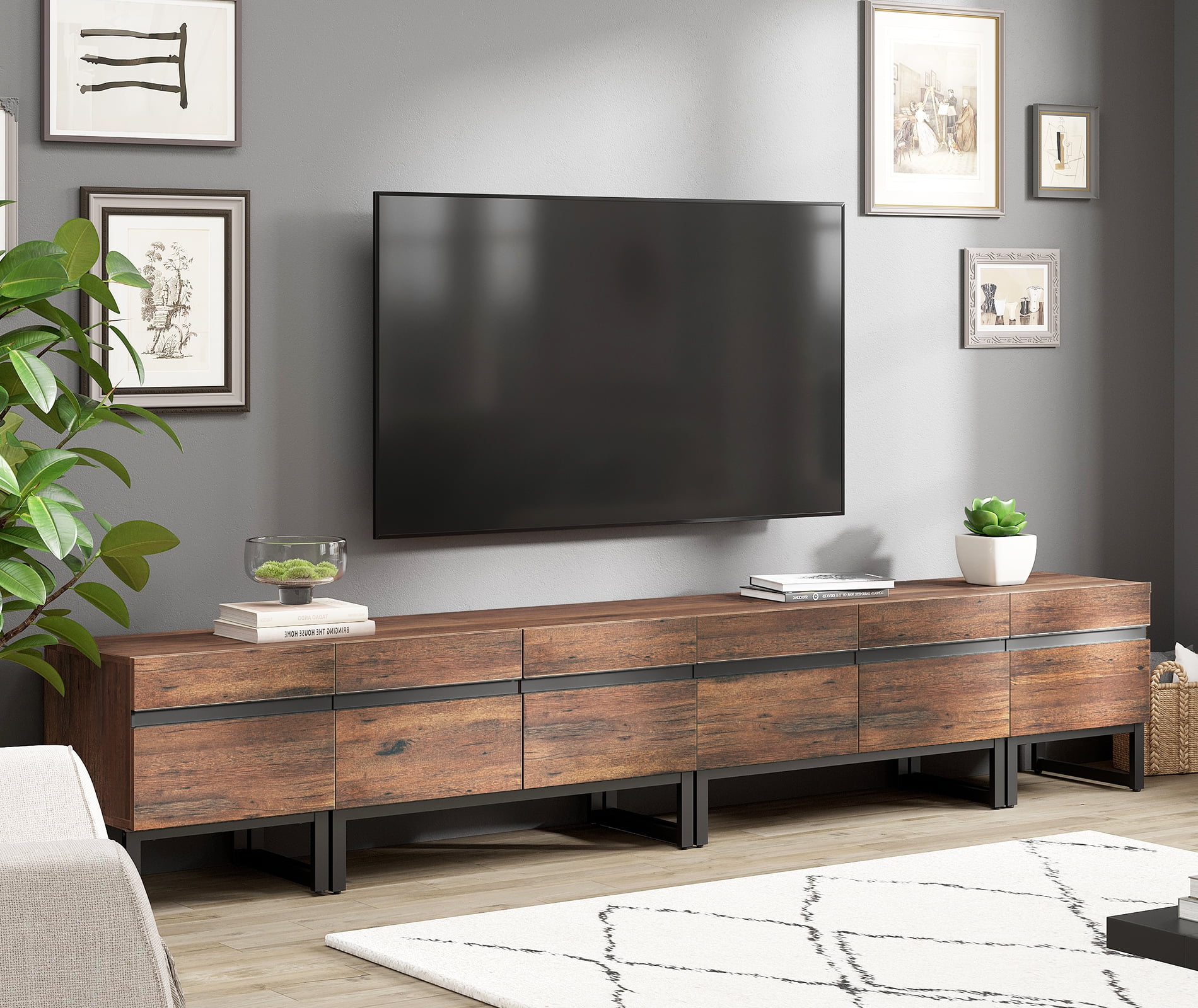 WAMPAT Modern TV Stand for TVs up to 110 inch TV, 3 in 1 Entertainment ...