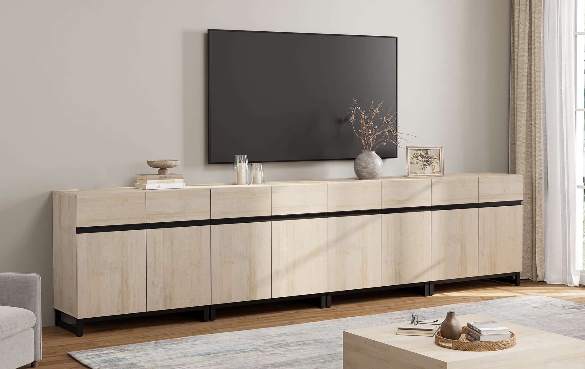 WAMPAT Modern TV Stand for TVs up to 120 inch, 4 in 1 Entertainment ...