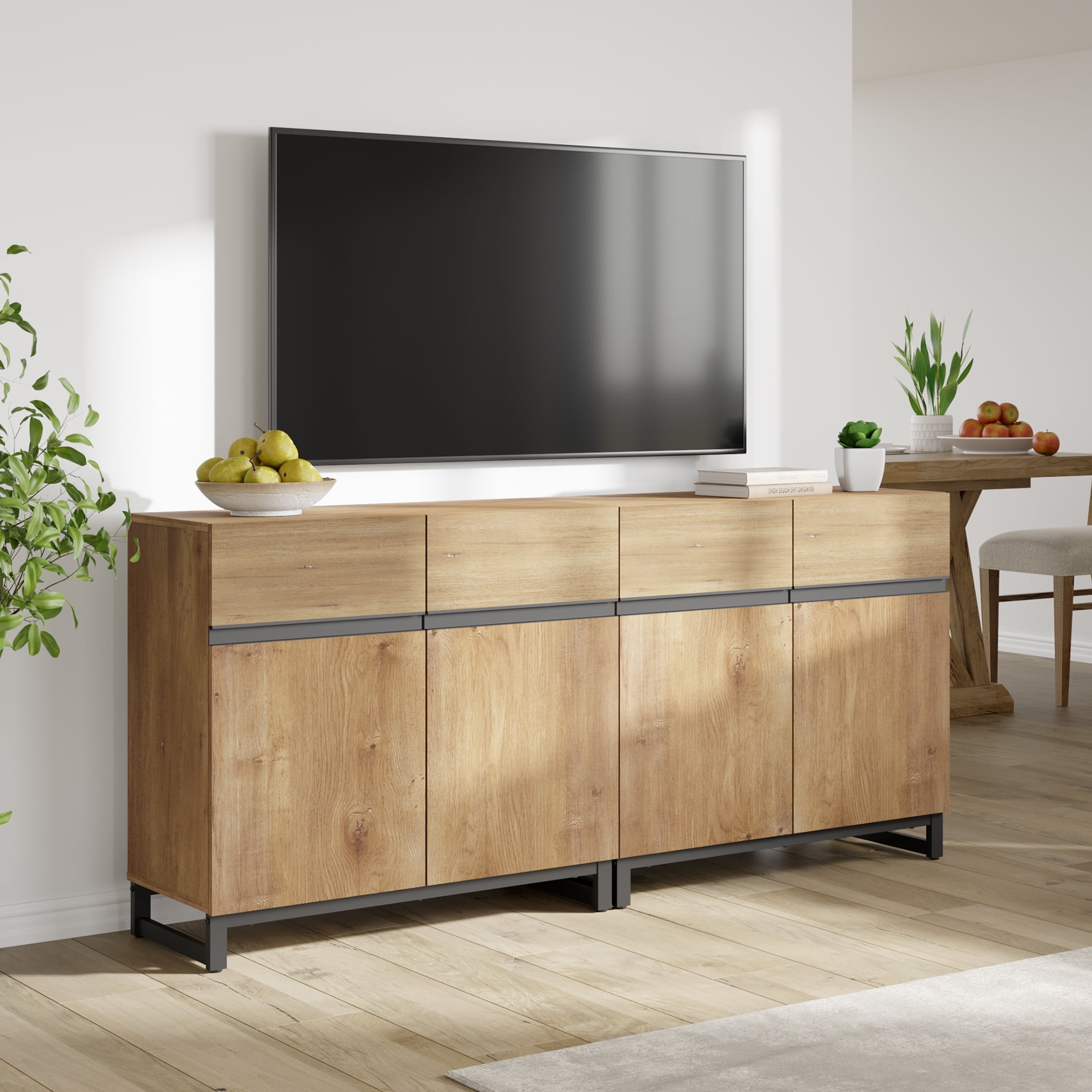 WAMPAT Modern TV Stand for TVs up to 70 inch, 2 in 1 Entertainment ...