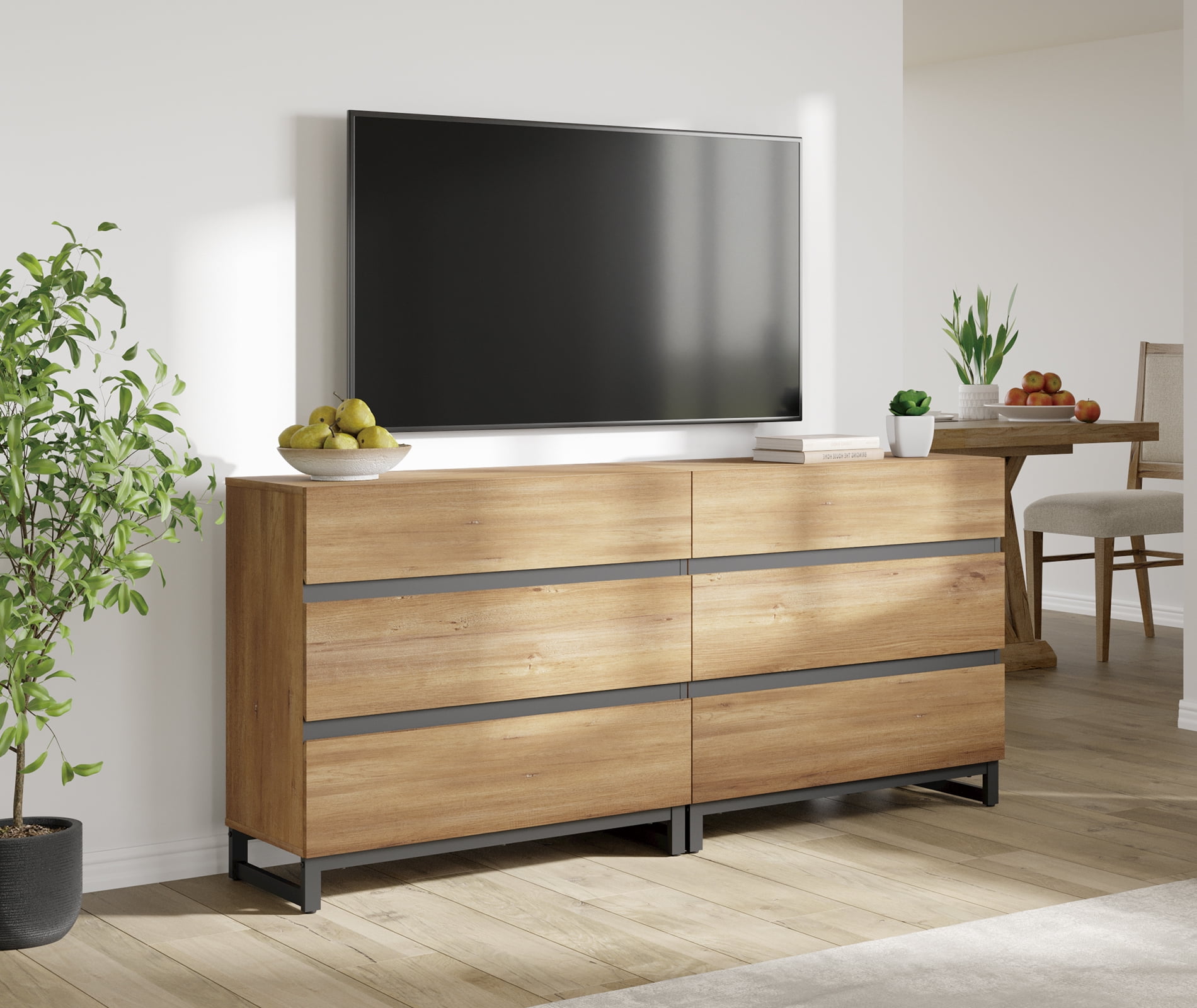 WAMPAT Modern TV Stand for TVs up to 70 inch, Entertainment Center TV ...