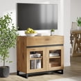 WAMPAT Modern TV Stand with Glass Doors for 32-40 inch TVs ...