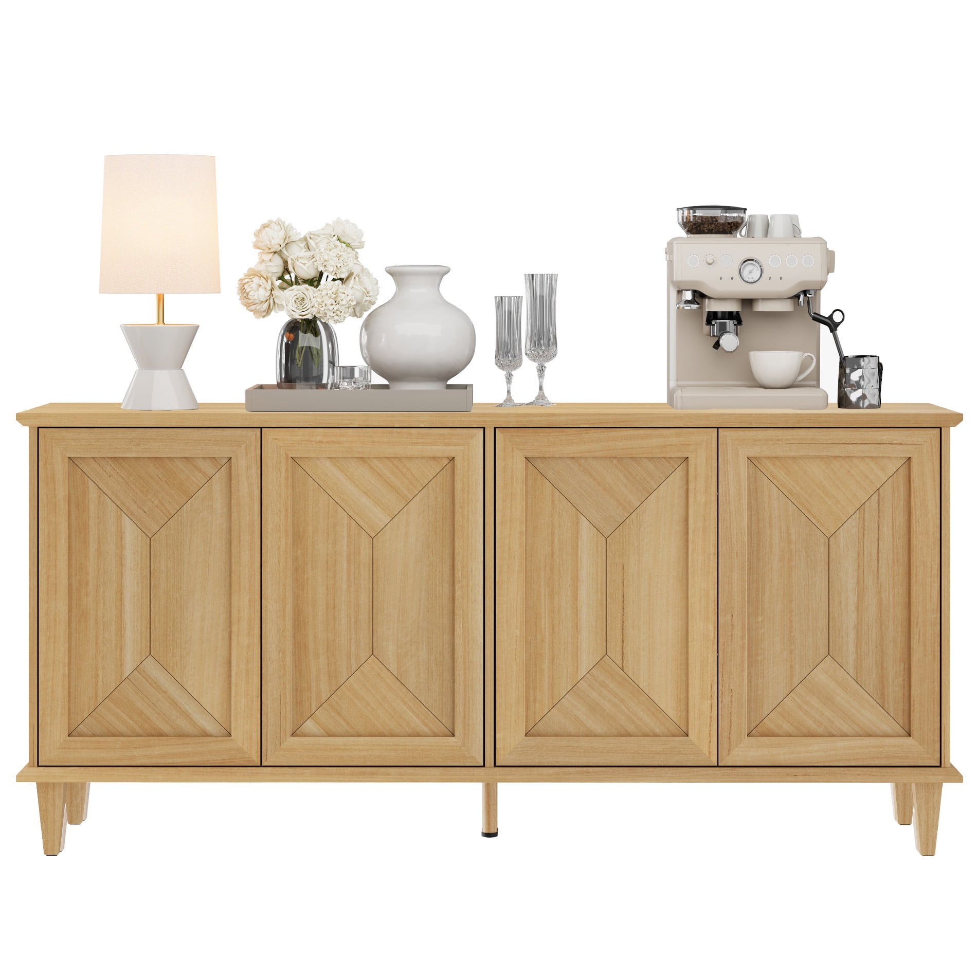 WAMPAT Pop-Up Design Sideboard Credenza with Handcrafted Patchwork ...