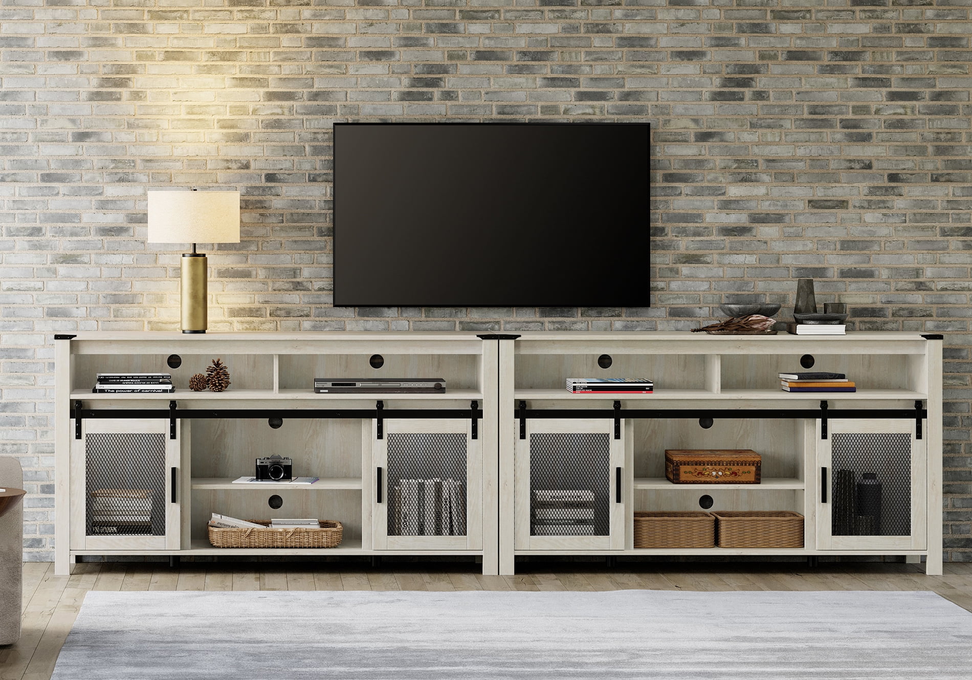 WAMPAT TV Stand for 100+ Inch TV, Farmhouse 118" Extra Long ...