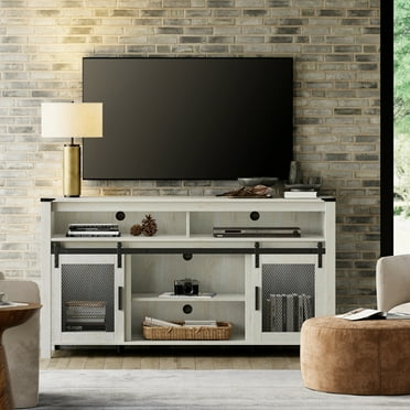Fireplace TV Stand for 100+ Inch TV, Farmhouse 2-in-1 Entertainment ...