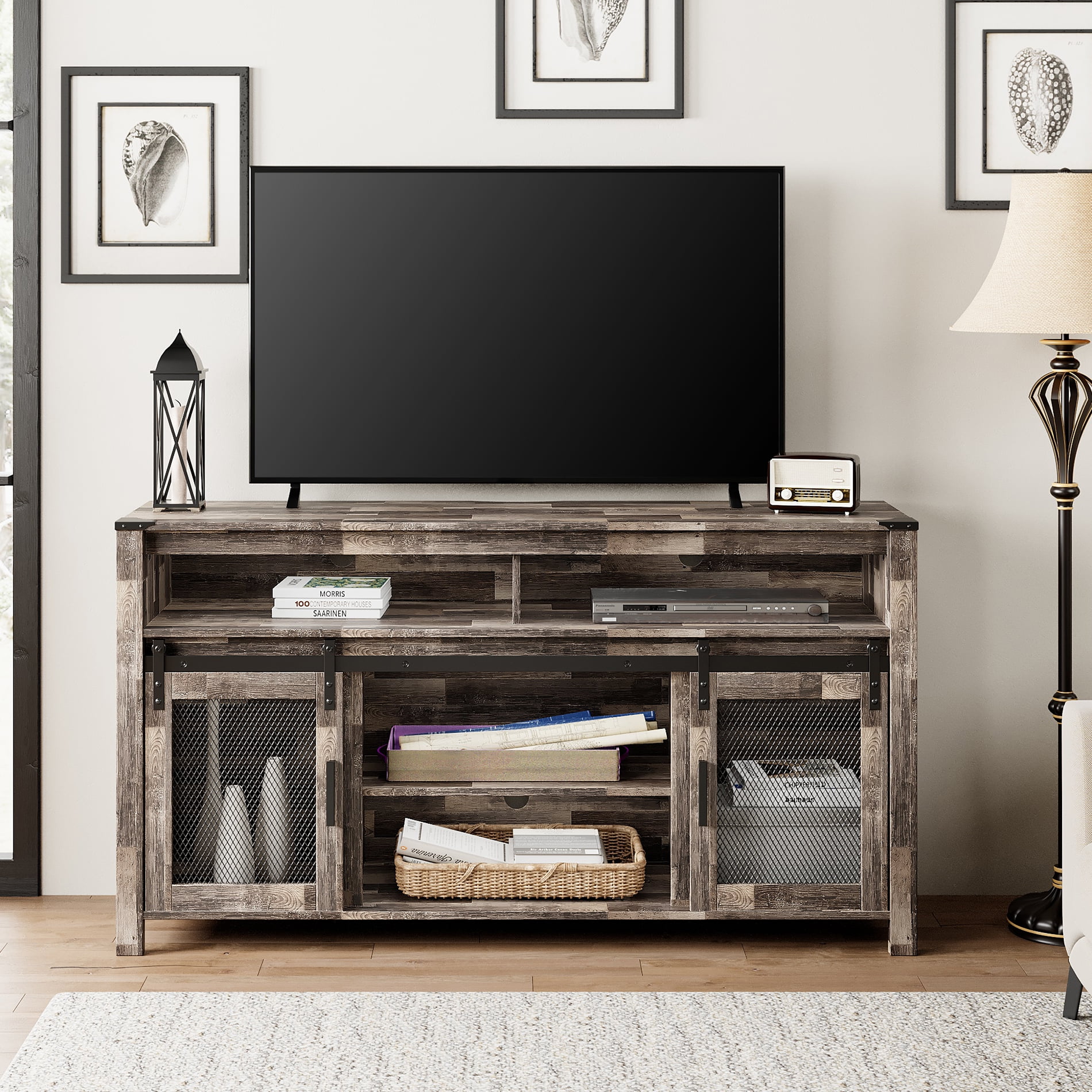 WAMPAT TV Stand for 65+ Inch TV, Farmhouse 32" Tall Highboy ...