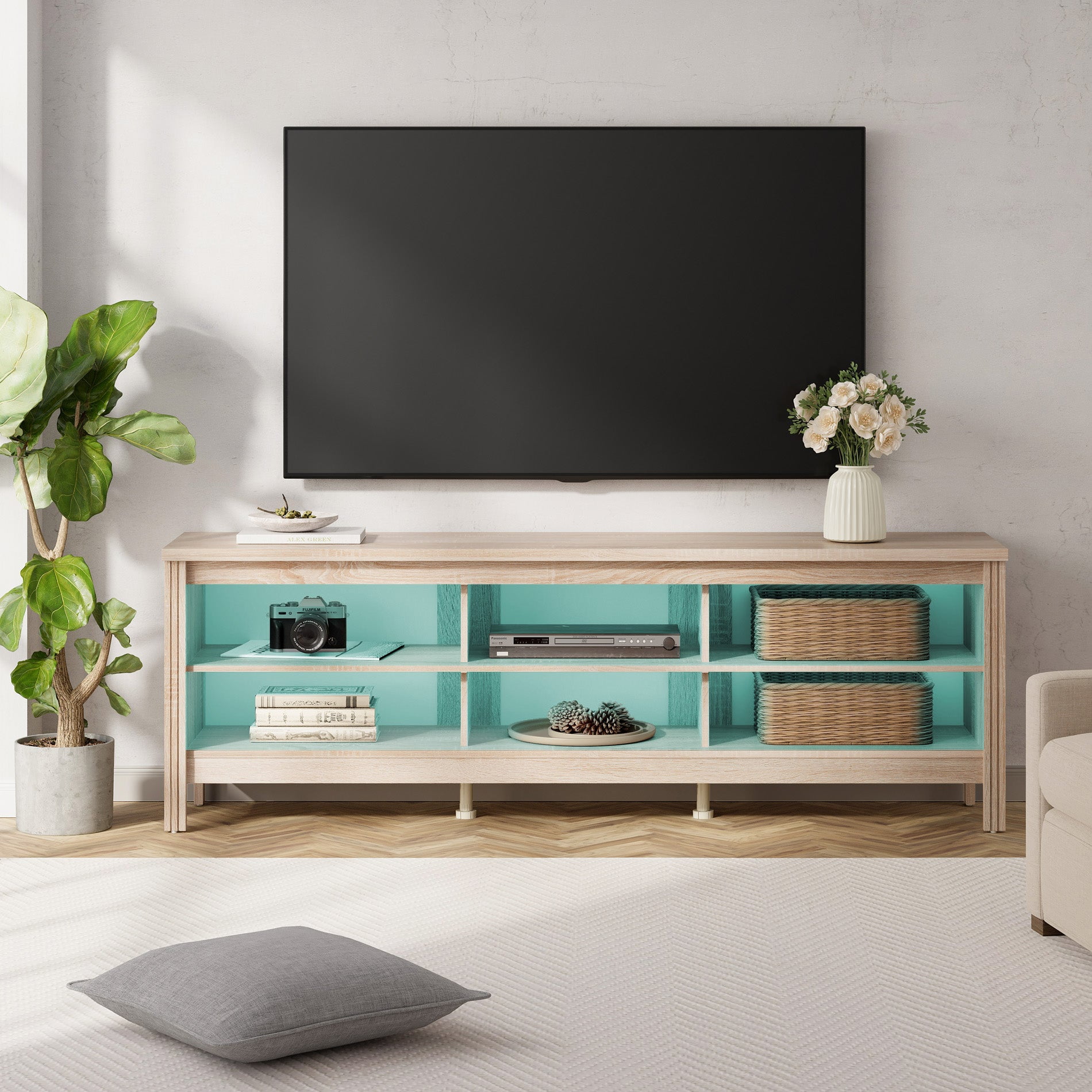 WAMPAT TV Stand for TVs Up to 75 inch with LED Light - Walmart.com