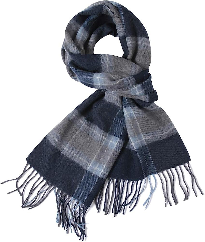 WAMSOFT 100% Wool Unisex Plaid Scarf, Super Soft, Cashmere Feel, Winter Gift, Royal Blue ...
