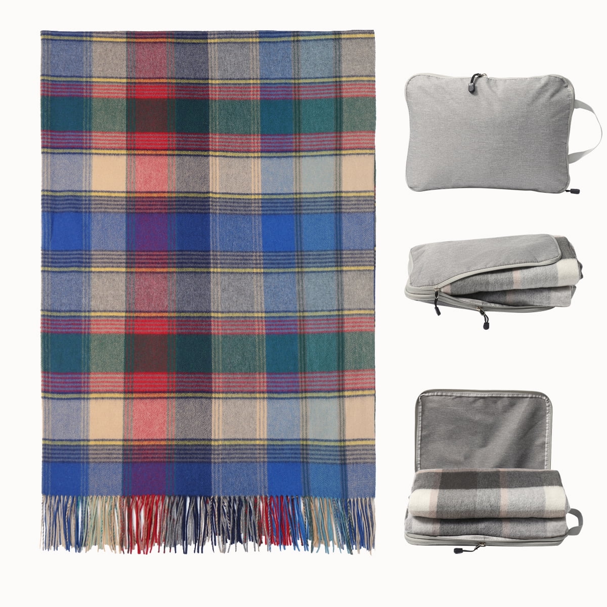 WAMSOFT Pure Wool Throw Blanket Knee Rug Warm Soft 83" x 55"for Couch Bed Camping throws ...