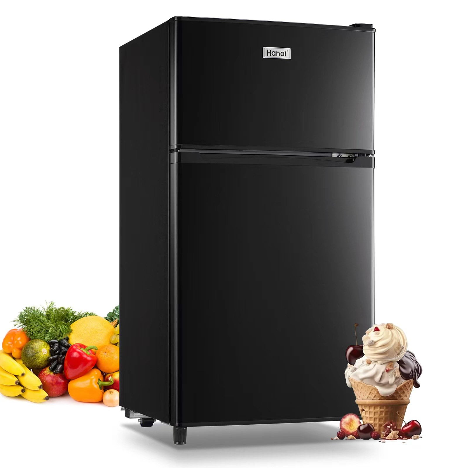 WANAI Compact 3.5 Cu.Ft 2-Door Fridge, Adjustable Thermostat, Mini ...