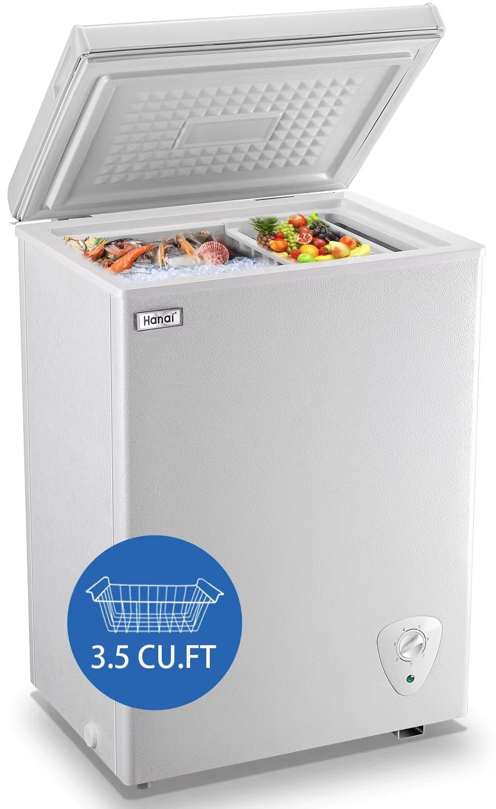 WANAI 3.5 cu.ft Compact Deep Small Freezer, Free-Standing Top Door ...