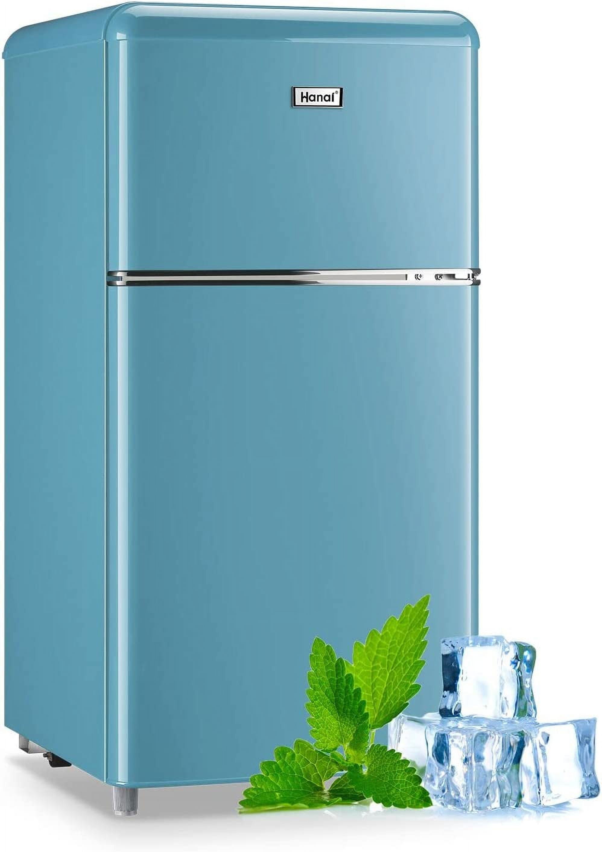 WANAI 3.5 Cu.Ft Mini Fridge with Freezer Dual Door Fridge with 7 Level ...