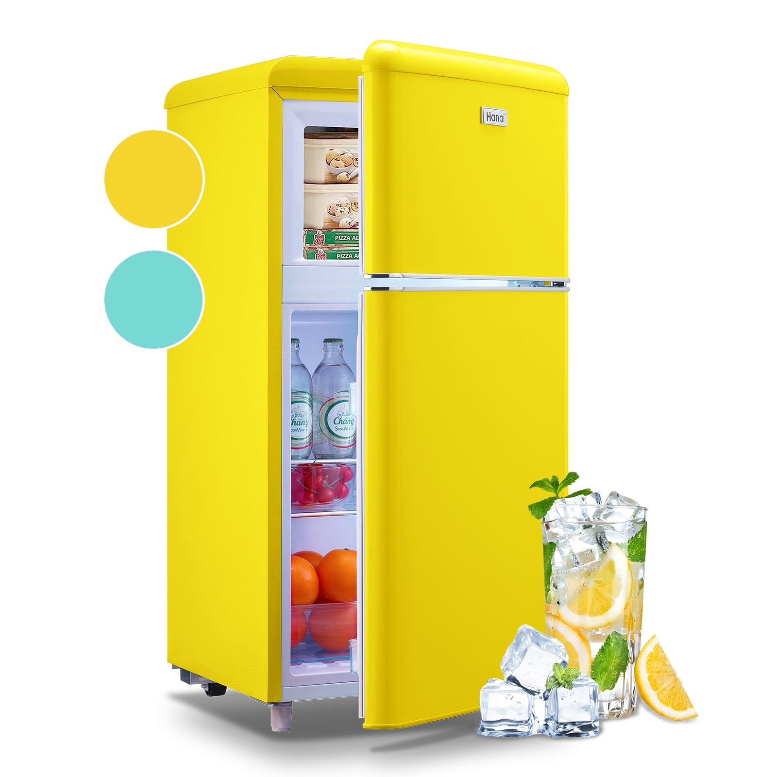 WANAI Compact Dorm Size 3.5 Cu.ft Refrigerator with Dual Doors Freezer ...