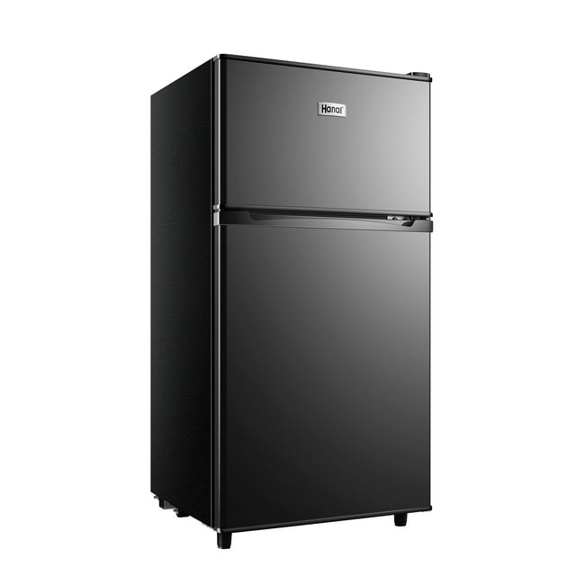 WANAI 3.5 Cu ft Two-Door Mini Fridge with Freezer, Black, Energy ...