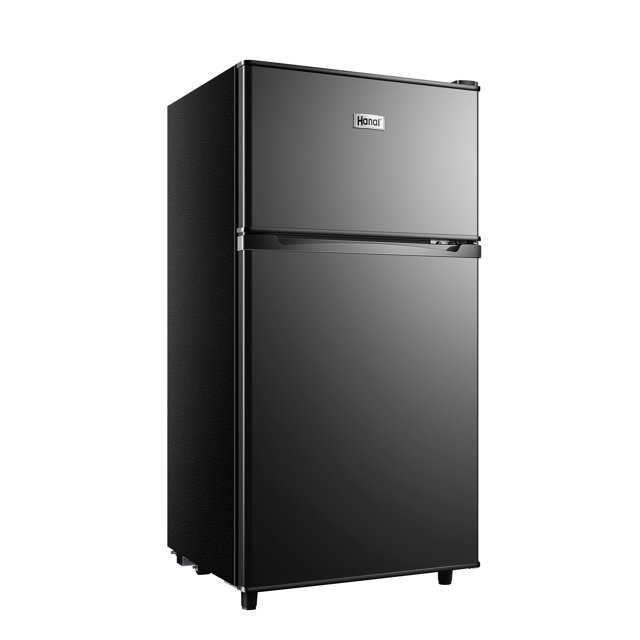 WANAI 3.5 Cu ft Two-Door Mini Fridge with Freezer, Black, Energy ...